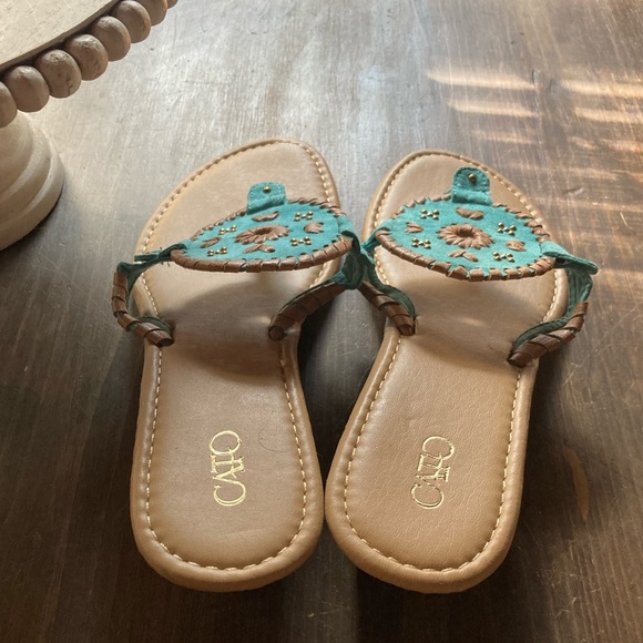 Cato | Shoes | Turquoise Wedge Sandals | Poshmark